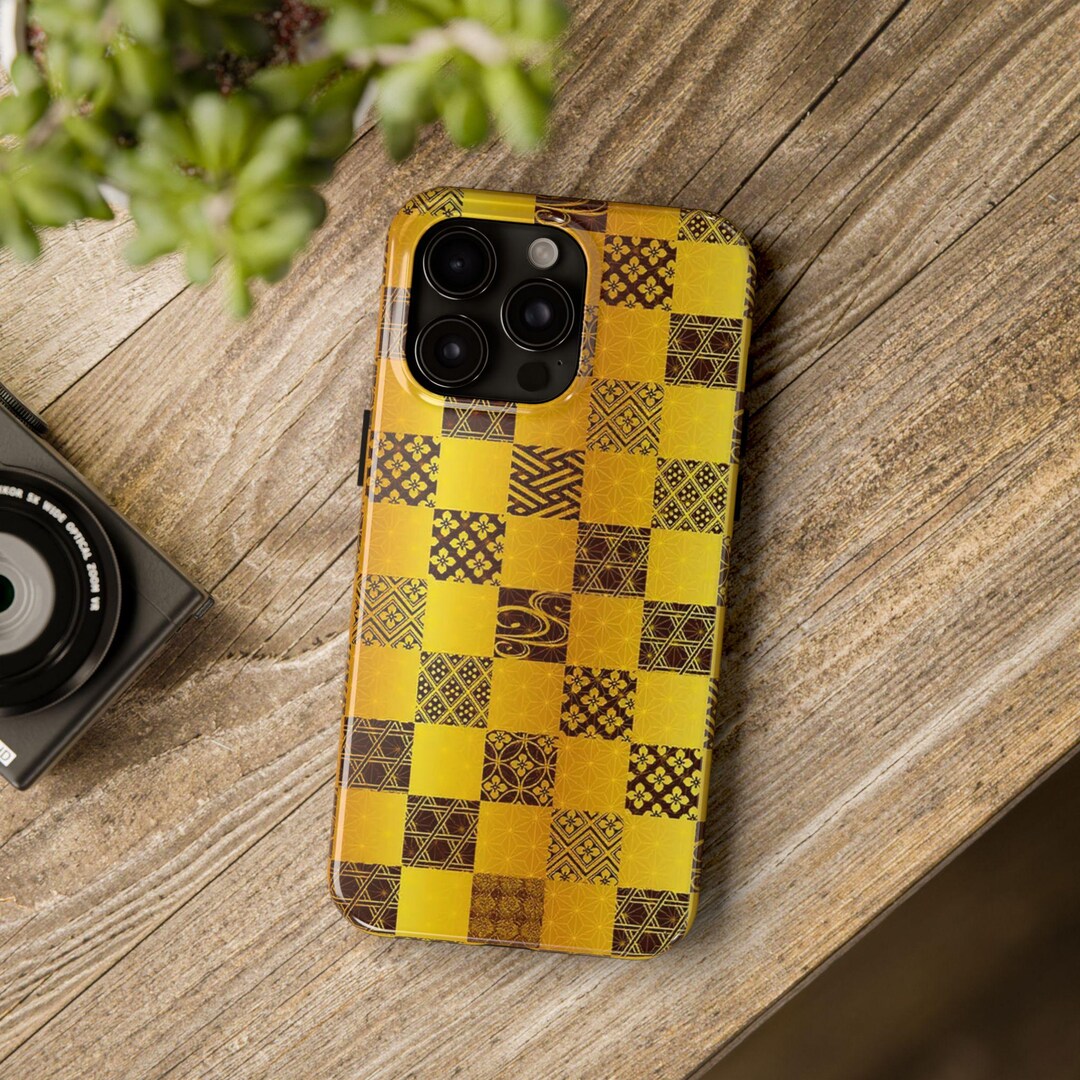 Yellow Checker Tribal Pattern Tough Phone Case Durable Protective ...