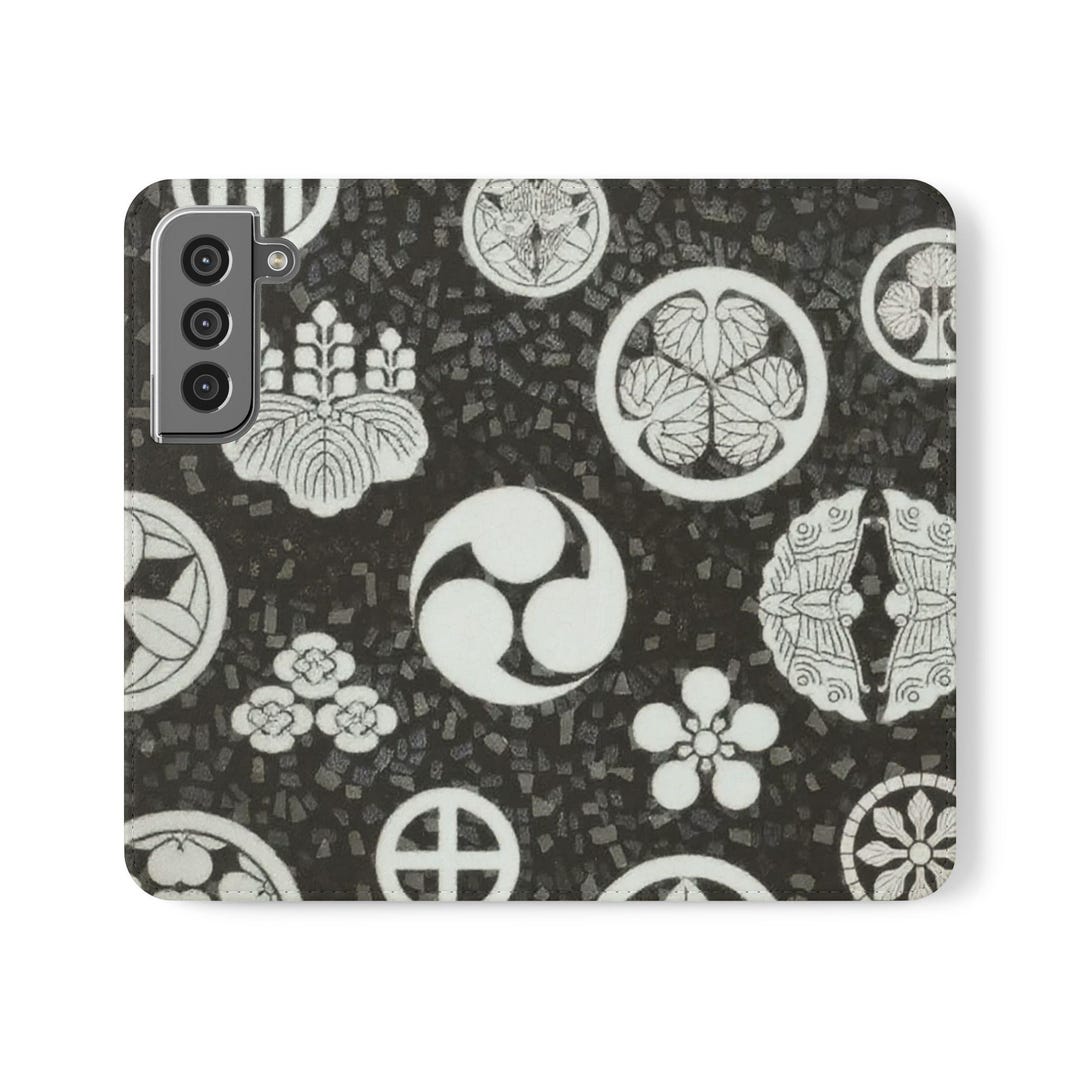 Japanese Mon Emblems Flip Case Black Floral Crest Wallet Phone Cover - Etsy