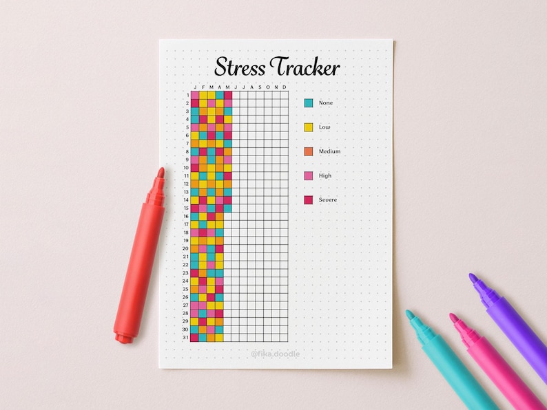 Stress Tracker Printable | Mental Health Tracker | Mood & Stress Log ...