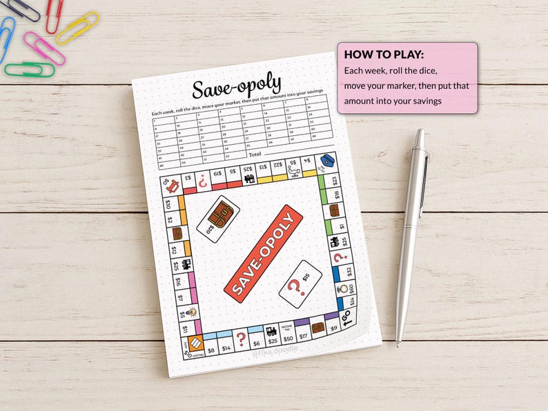 Save-opoly Savings Challenge Printable | Fun Money Saving Game | Budget ...