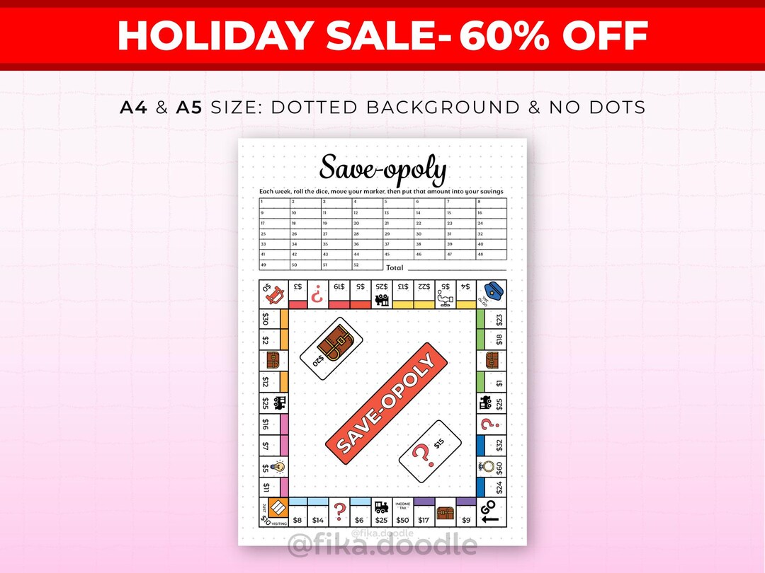Save-opoly Savings Challenge Printable | Fun Money Saving Game | Budget ...