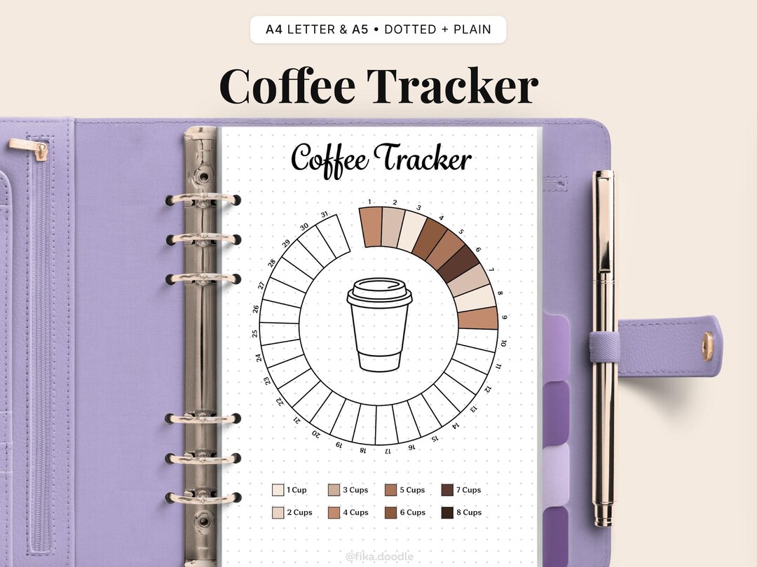 Coffee Tracker Printable | Bullet Journal Coffee Log | Daily Caffeine ...