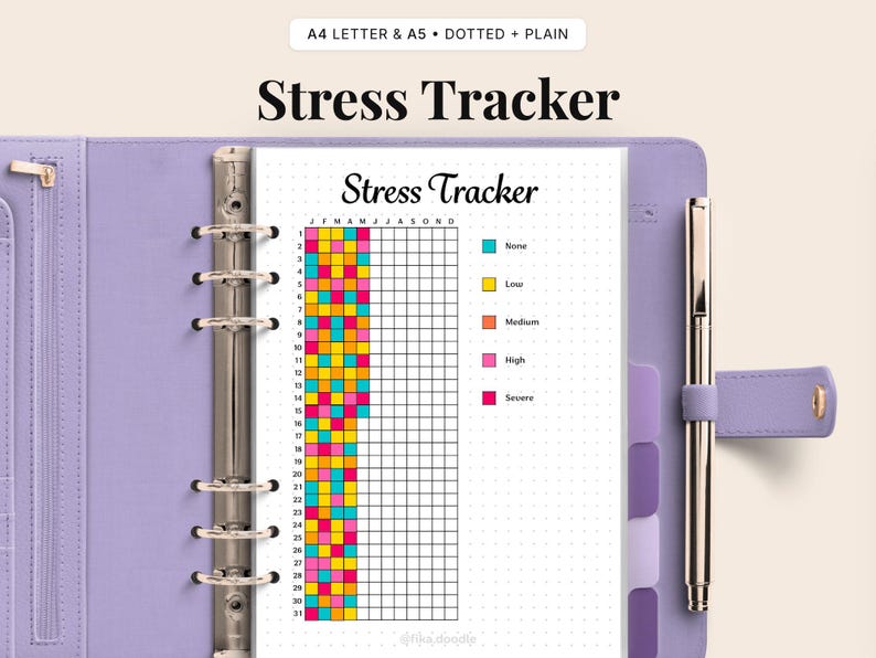 Stress Tracker Printable | Mental Health Tracker | Mood & Stress Log ...