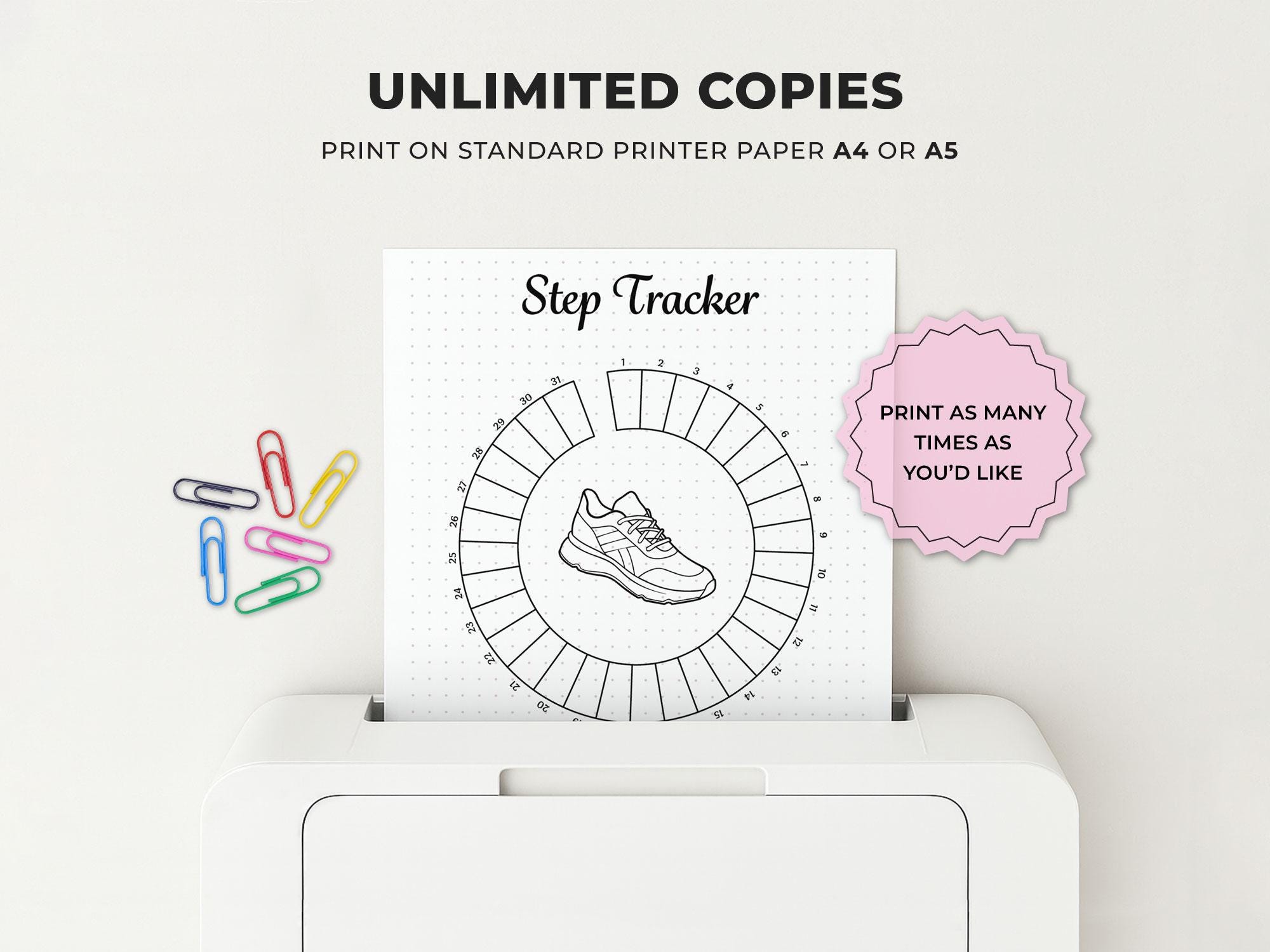 Monthly Step Tracker Printable | A4 A5 Sizes (PDF Download) - Etsy