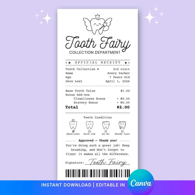 Tooth Fairy Paper File - Etsy
