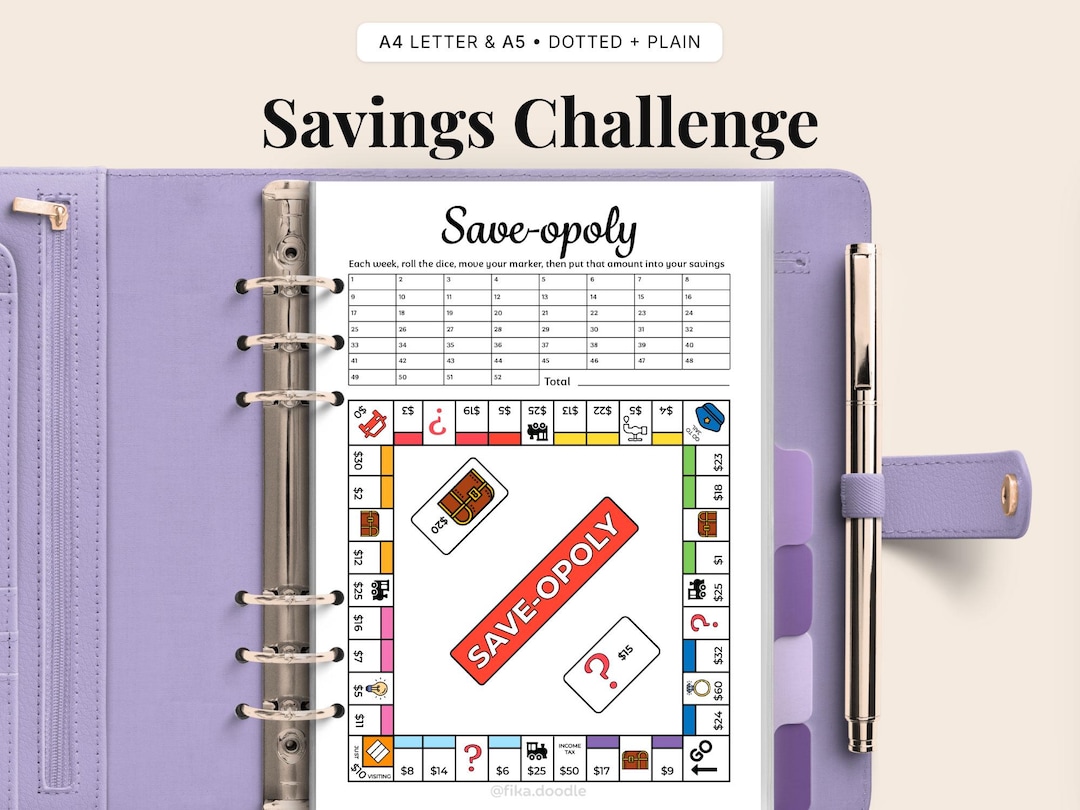Save-opoly Savings Challenge Printable | Fun Money Saving Game | Budget ...