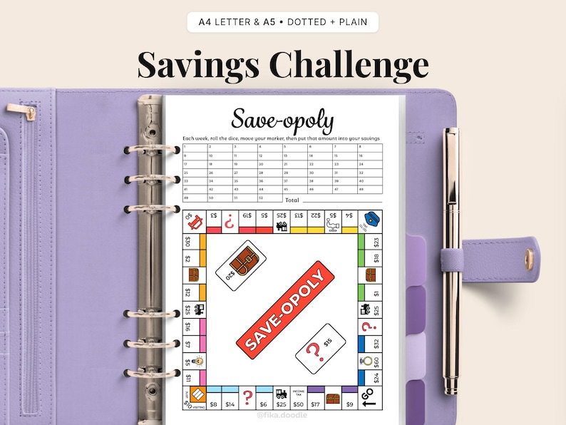Save-opoly Savings Challenge Printable | Fun Money Saving Game | Budget ...