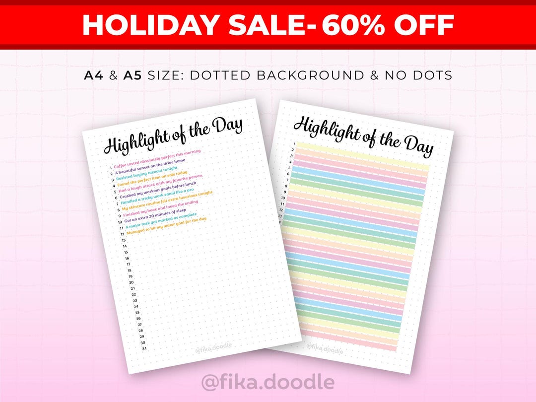 Highlight of the Day Printable – Daily Reflection Worksheet (PDF) - Etsy
