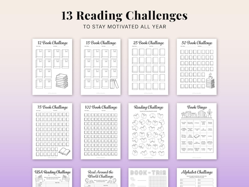 Reading Challenge Planner Printable | Book Challenge Planner 25 50 100 ...