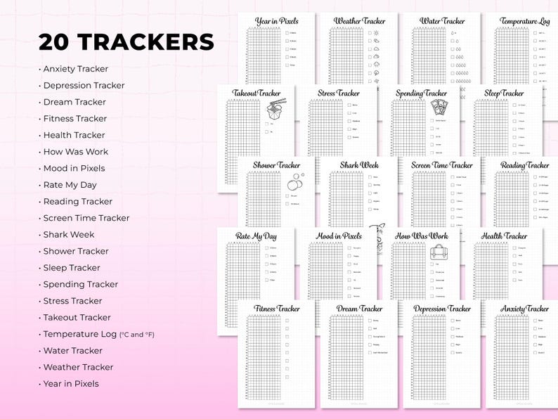 Yearly Tracker Bundle Printable | Annual Habit, Mood & Goal Trackers ...