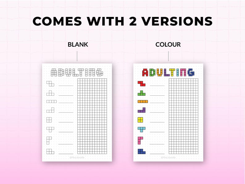 Adulting Tracker Printable | Tetris Habit Tracker | Chore Checklist ...