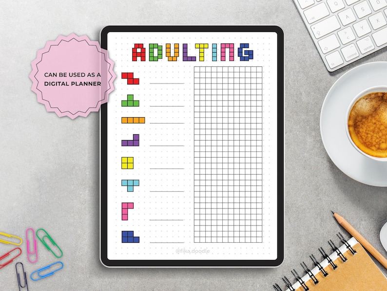 Adulting Tracker Printable | Tetris Habit Tracker | Chore Checklist ...