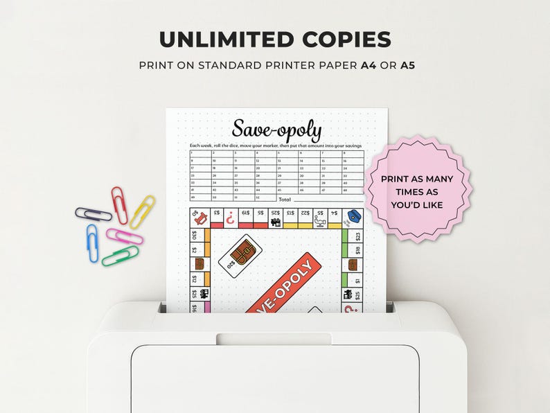 Save-opoly Savings Challenge Printable | Fun Money Saving Game | Budget ...