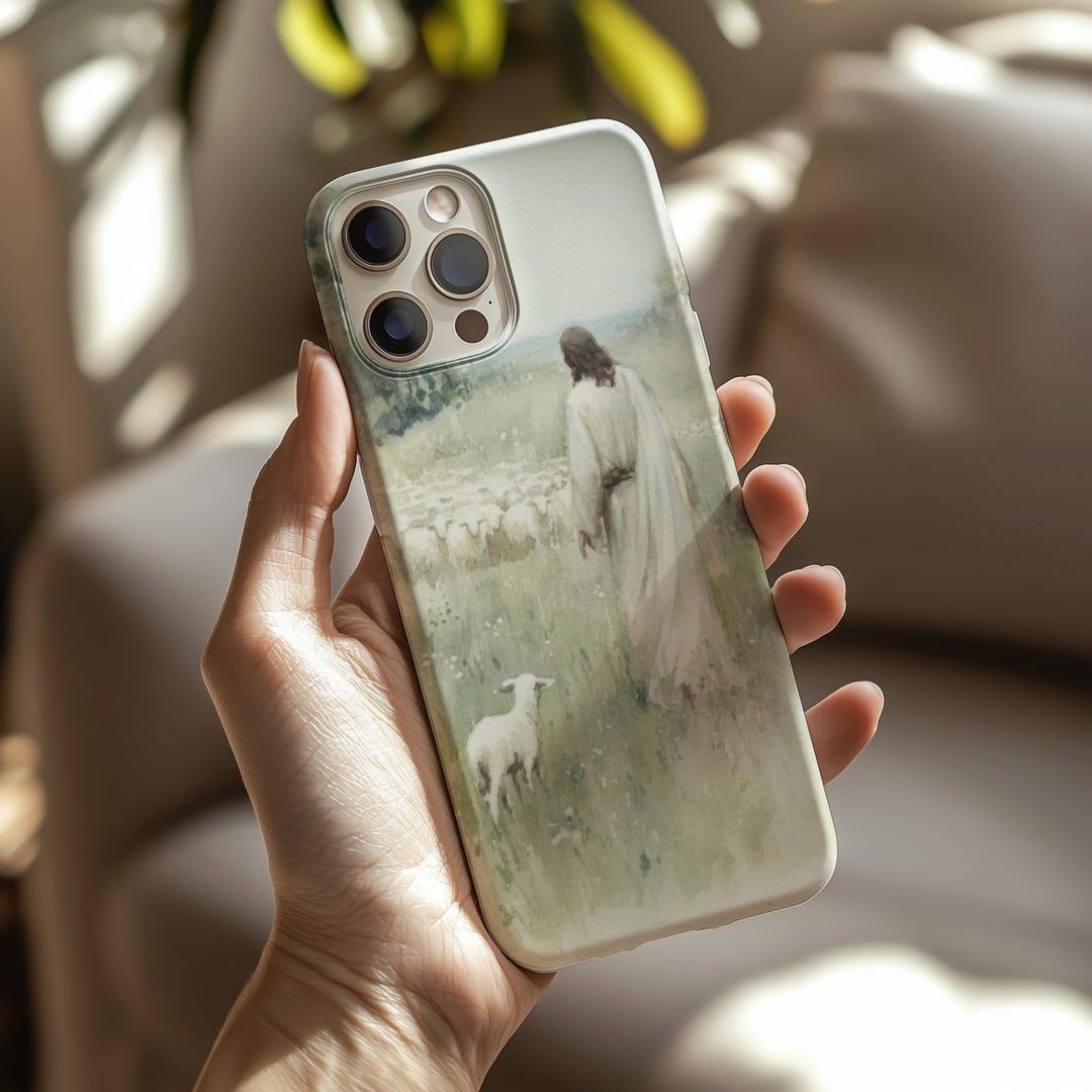Jesus and the Lamb Watercolor Phone Case, iPhone 16 15 14 13 12 Pro Max ...