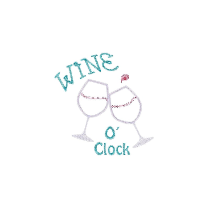 Wine O'clock Embroidery Design: 2 Sizes - Etsy