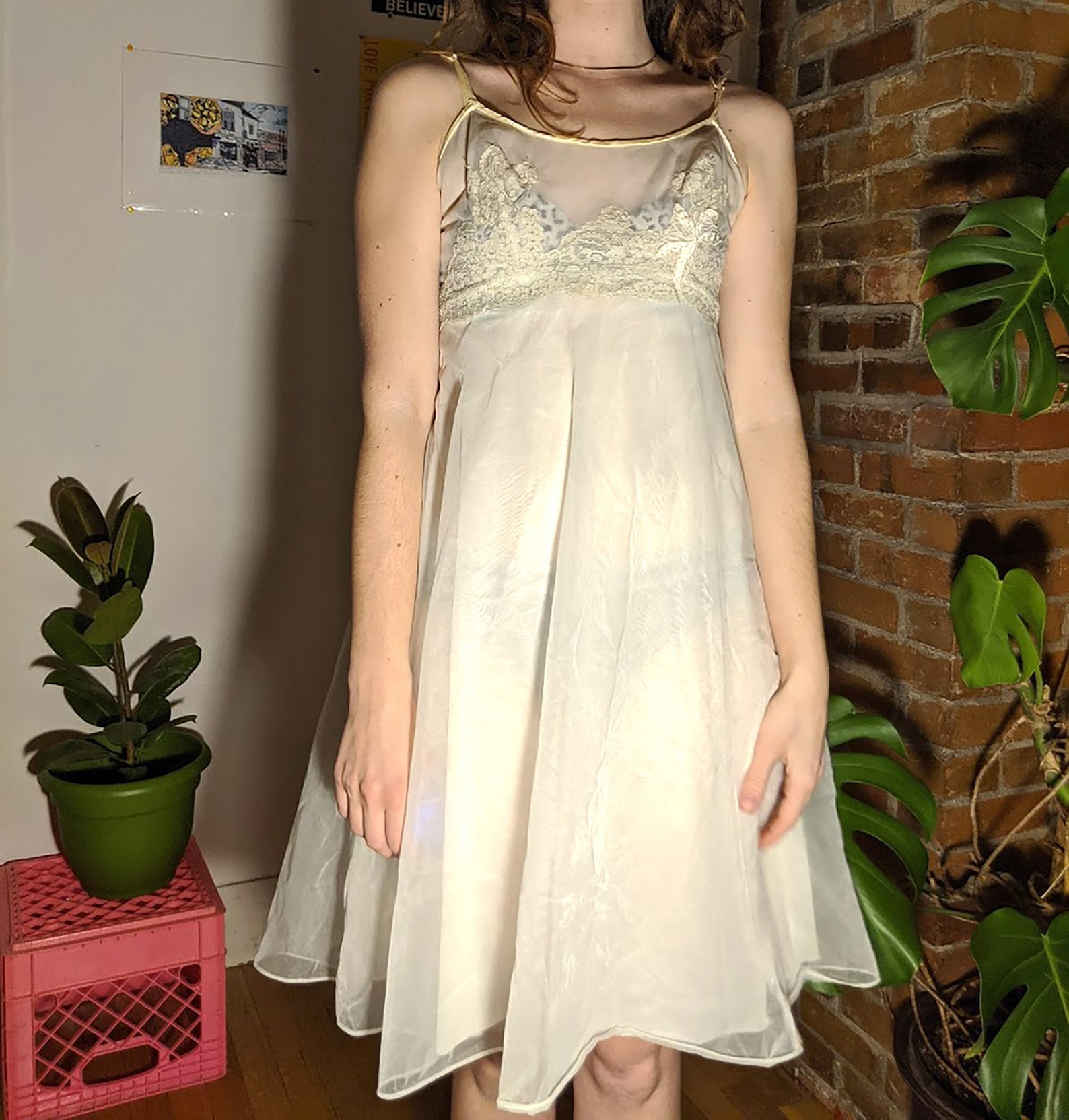 50s 60s Sexy Sheer Slip Dress • USA Negligee Lingerie • Vintage Lace ...