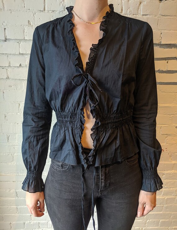 90s Sexy Black Tie Front Shirt Spaghetti Ties Adjustable - Etsy