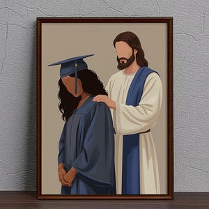 Faith-based Graduation Art Print | Jesus and Graduate (digital Download ...