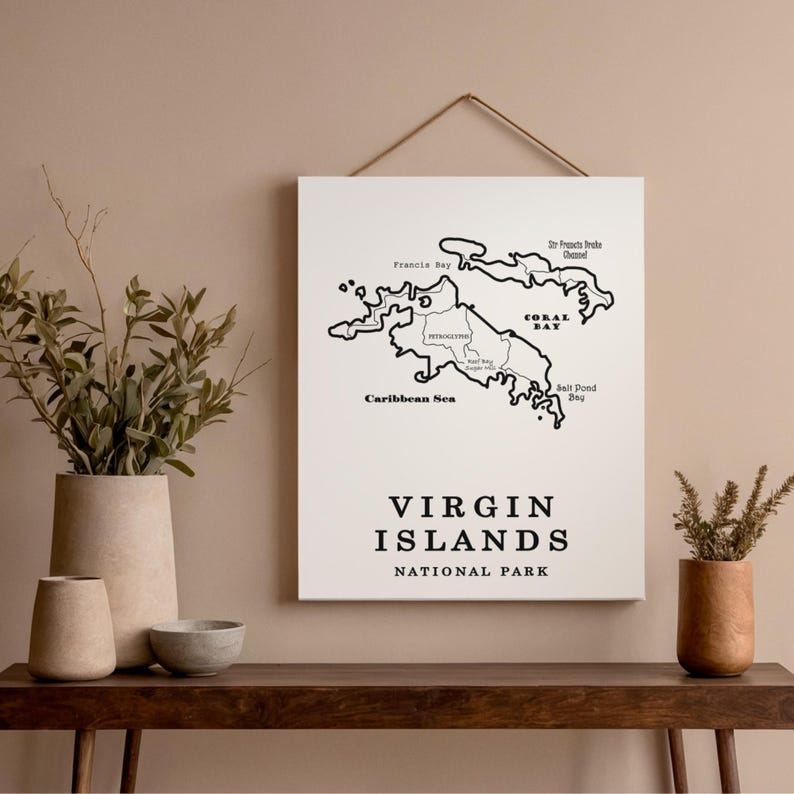 Virgin Islands National Park Map Poster | Travel Wall Art - Etsy