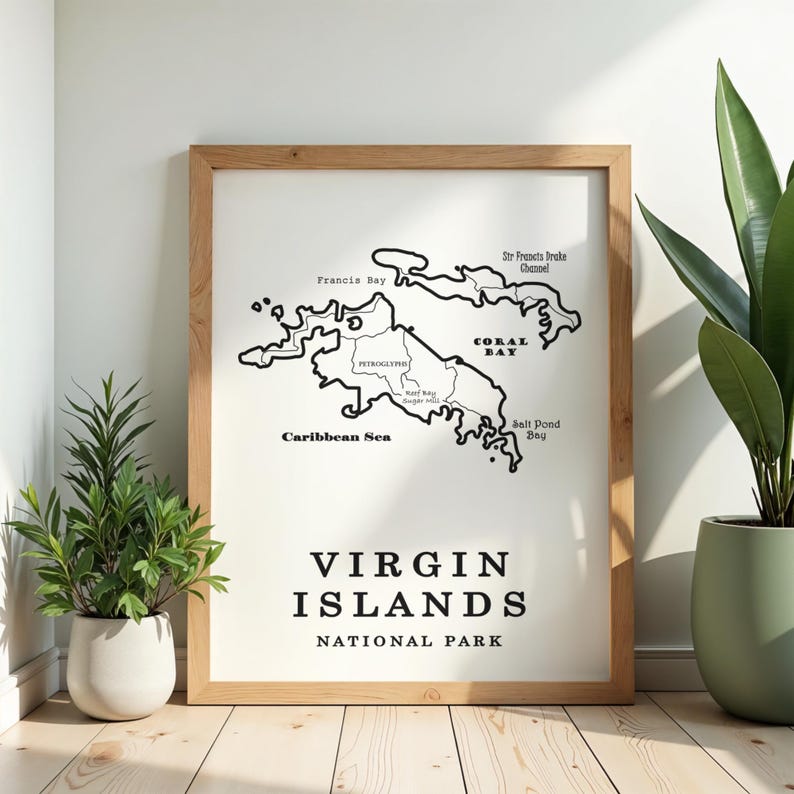 Virgin Islands National Park Map Poster | Travel Wall Art - Etsy