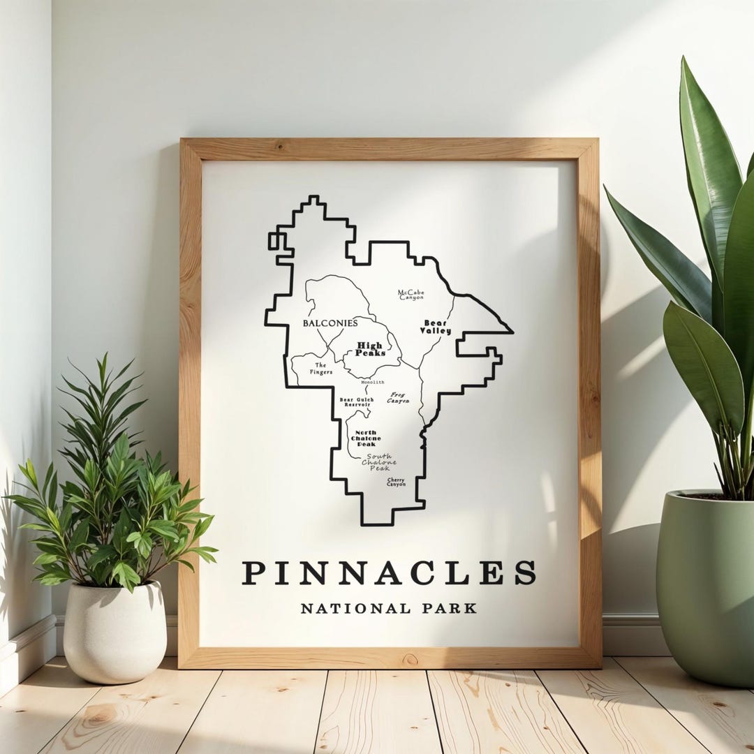Pinnacles National Park Map Poster | Travel Wall Art - Etsy