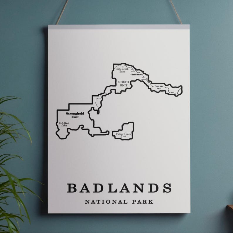 Badlands National Park Map Poster | Travel Wall Art - Etsy