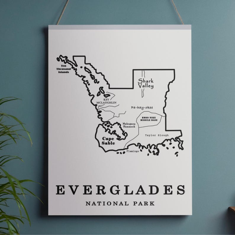 Everglades National Park Map Poster | Travel Wall Art - Etsy