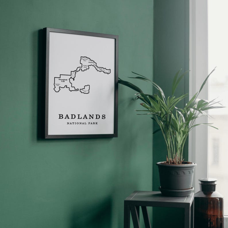Badlands National Park Map Poster | Travel Wall Art - Etsy