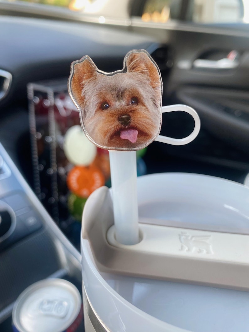 Custom Straw Topper, Dog Straw Topper, Pet Portrait Straw Topper, Straw ...