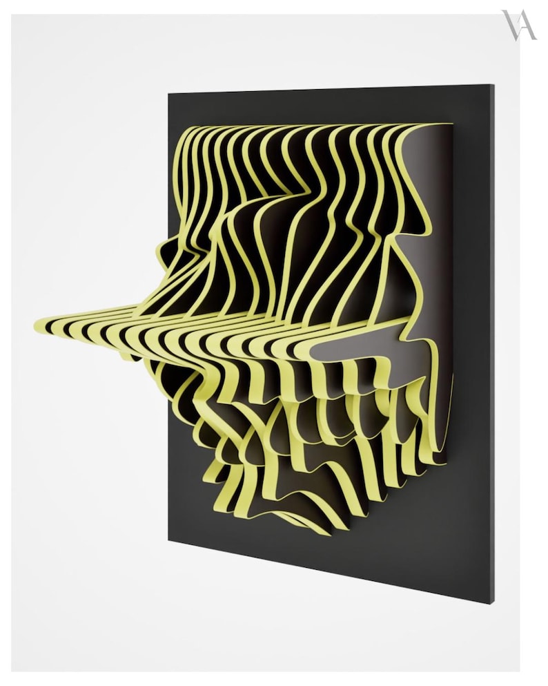 Wall Vinyl Shelf Parametric Wavy Wooden , Aeris Shelf Collection 2, CNC ...