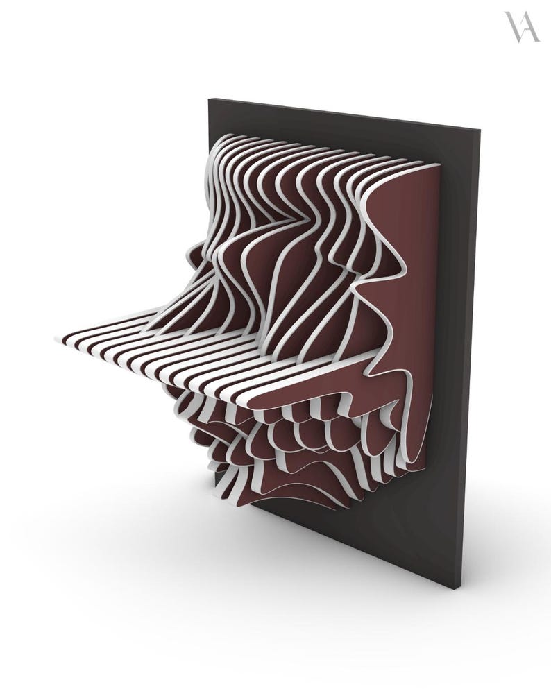 Wall Vinyl Shelf Parametric Wavy Wooden , Aeris Shelf Collection 2, CNC ...