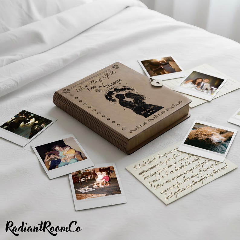 Personalized Memory Book for Couple, Customized Engraved Wooden ...