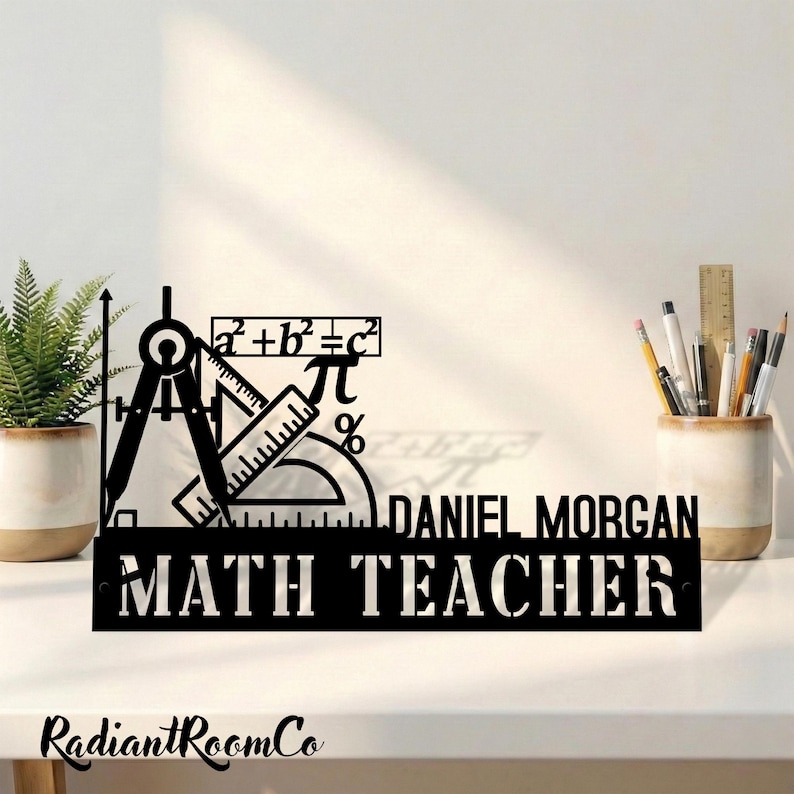 Personalized Metal Math Teacher Desk Name Plate, Custom Teacher ...