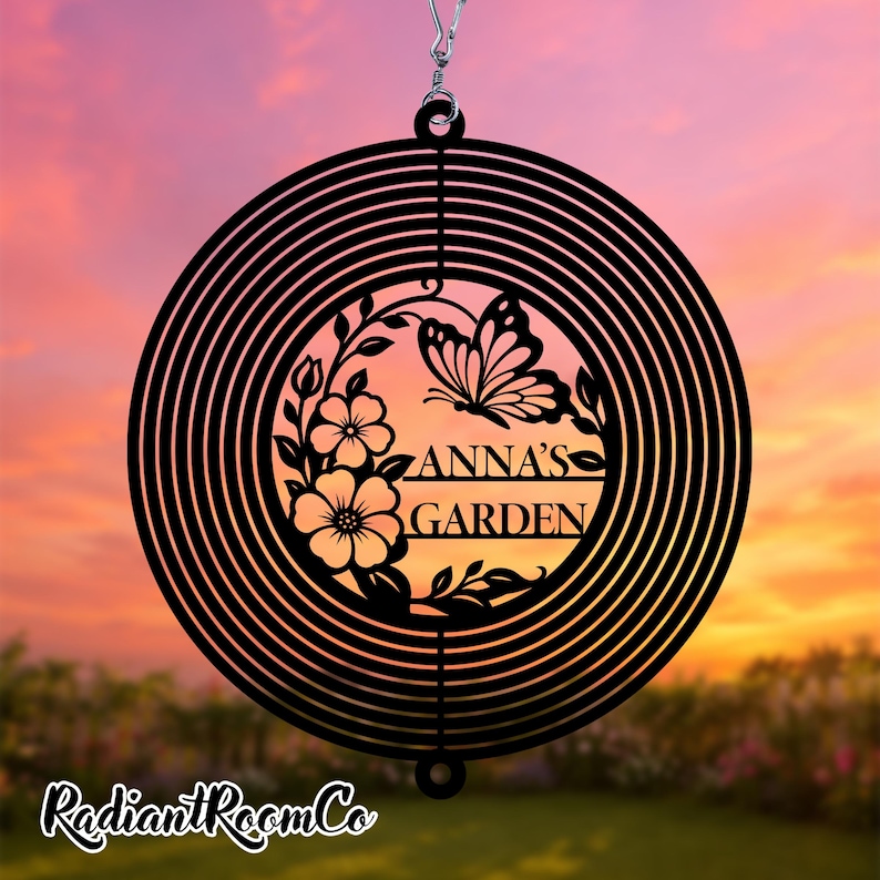 Custom Butterfly Metal Wind Spinner, Personalized Floral Garden Sign ...