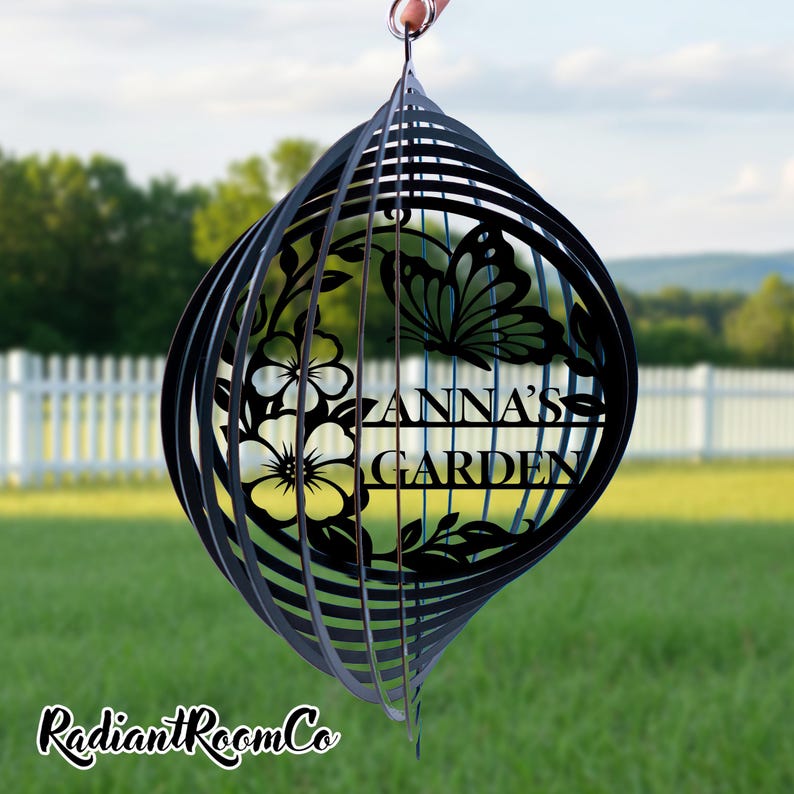 Custom Butterfly Metal Wind Spinner, Personalized Floral Garden Sign ...