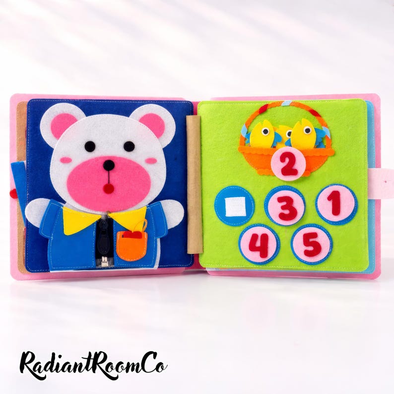 Bear Felt Busy Book - Custom Sensory Educational Toy for Montessori ...