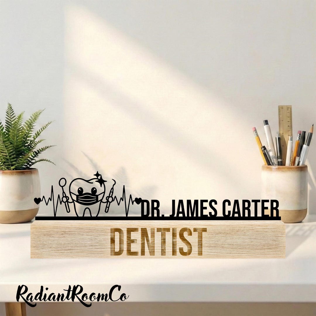 Personalized Metal Teeth Desk Name Plate for Dentists, Customized ...