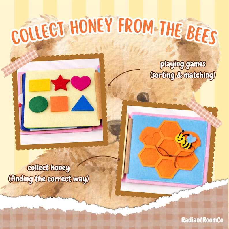 Bear Felt Busy Book - Custom Sensory Educational Toy for Montessori ...