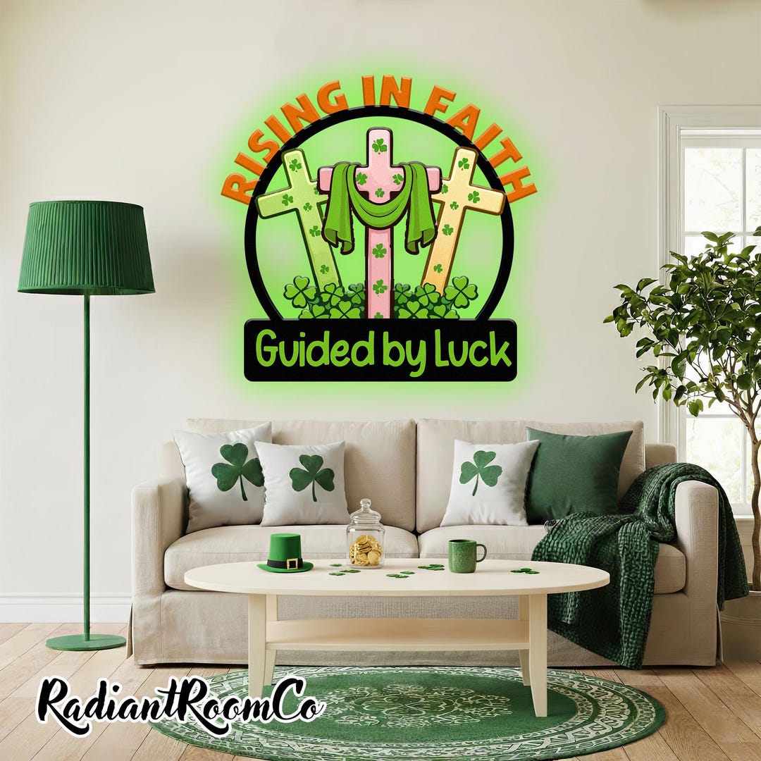 St. Patrick's Day Printed Metal LED Wall Art, Rising in Faith Guided by ...