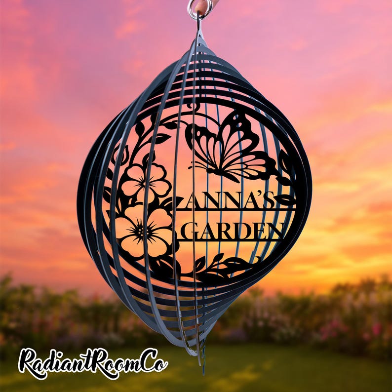 Custom Butterfly Metal Wind Spinner, Personalized Floral Garden Sign ...