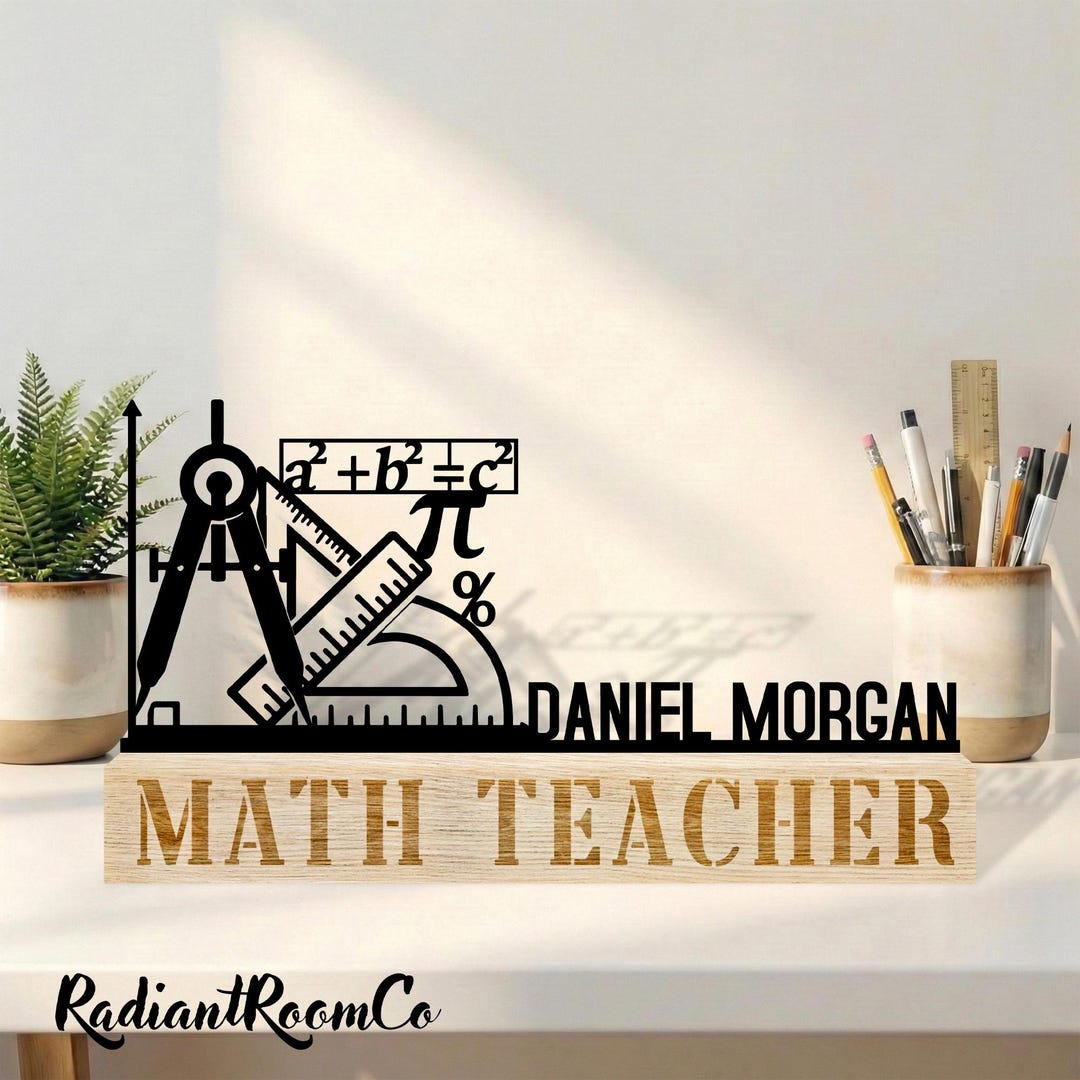 Personalized Metal Math Teacher Desk Name Plate, Custom Teacher ...