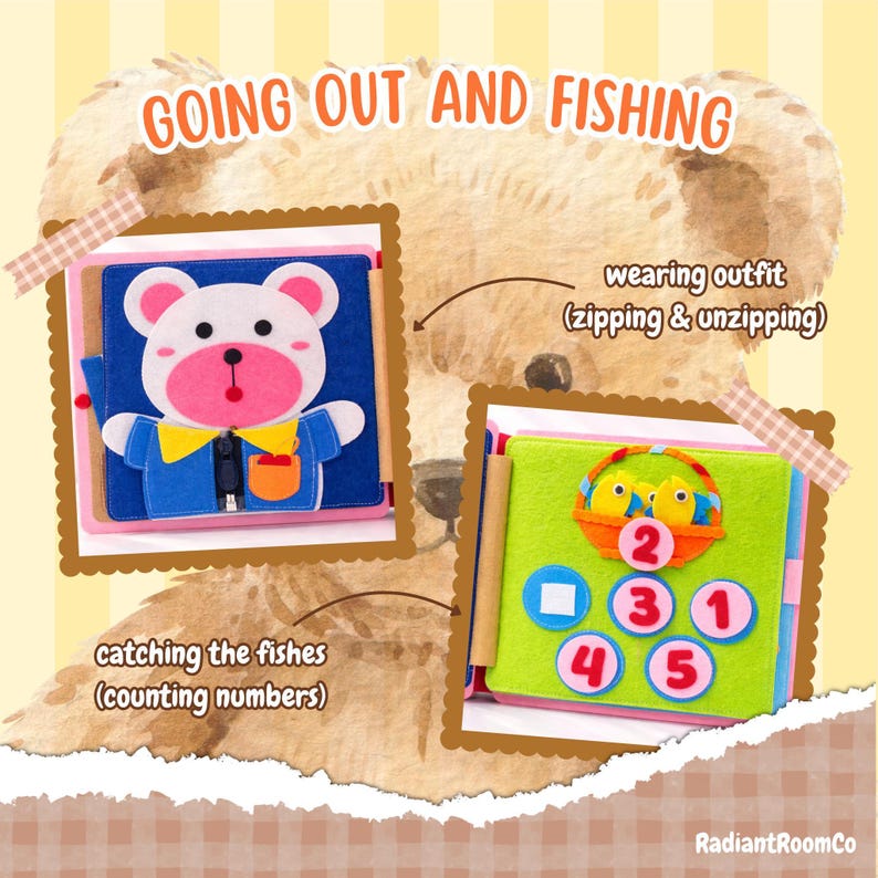 Bear Felt Busy Book - Custom Sensory Educational Toy for Montessori ...