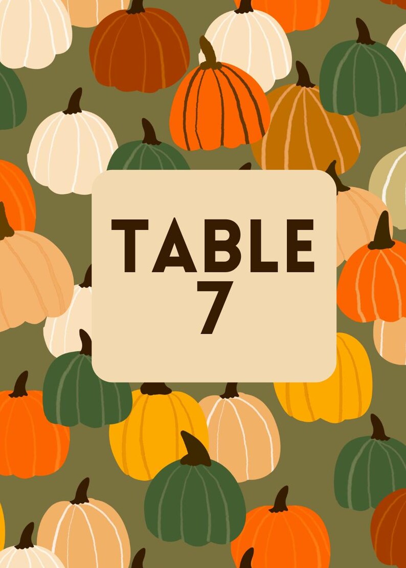 Editable Canva Pumpkin Table Numbers- Printable Fall Table Numbers ...