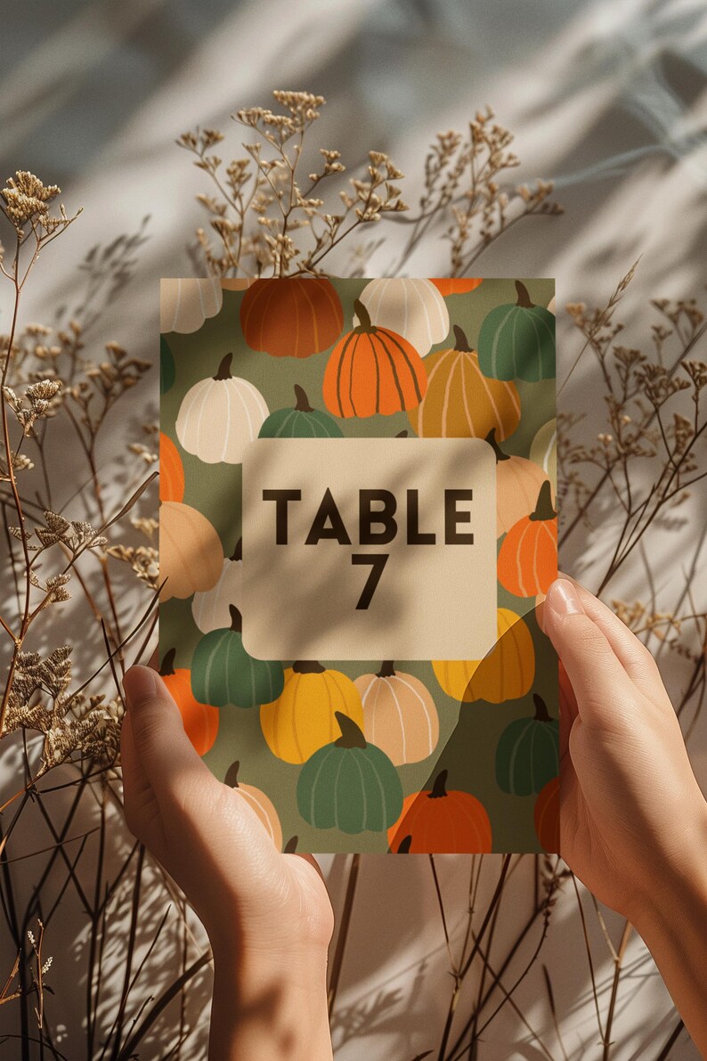 Editable Canva Pumpkin Table Numbers- Printable Fall Table Numbers ...