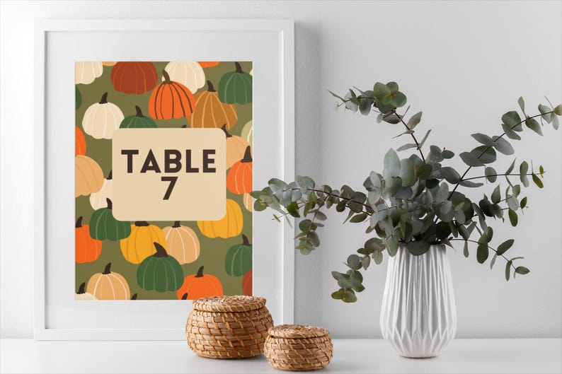 Editable Canva Pumpkin Table Numbers- Printable Fall Table Numbers ...