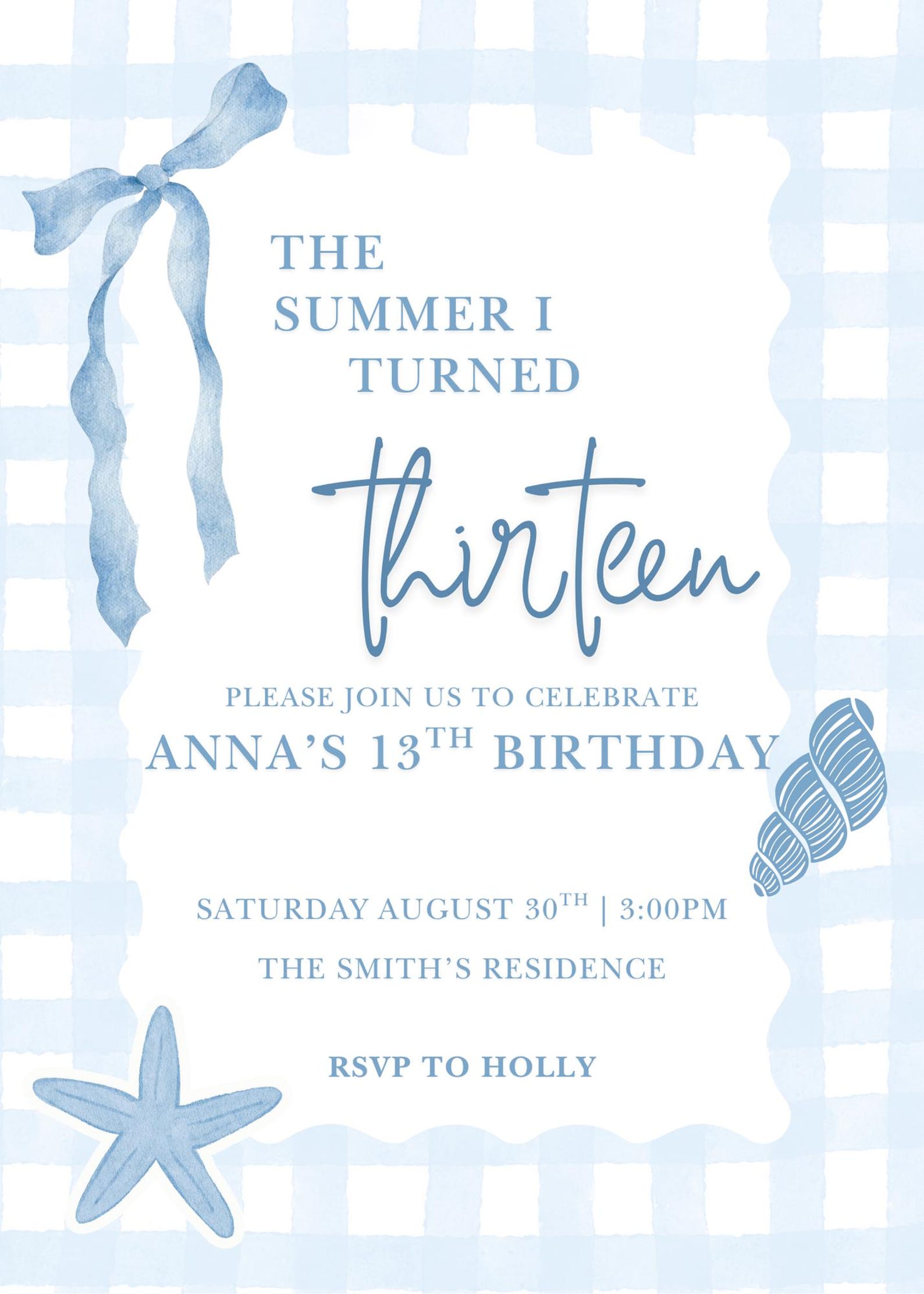 The Summer I Turned Pretty Birthday Invitation | Digital | Editable ...