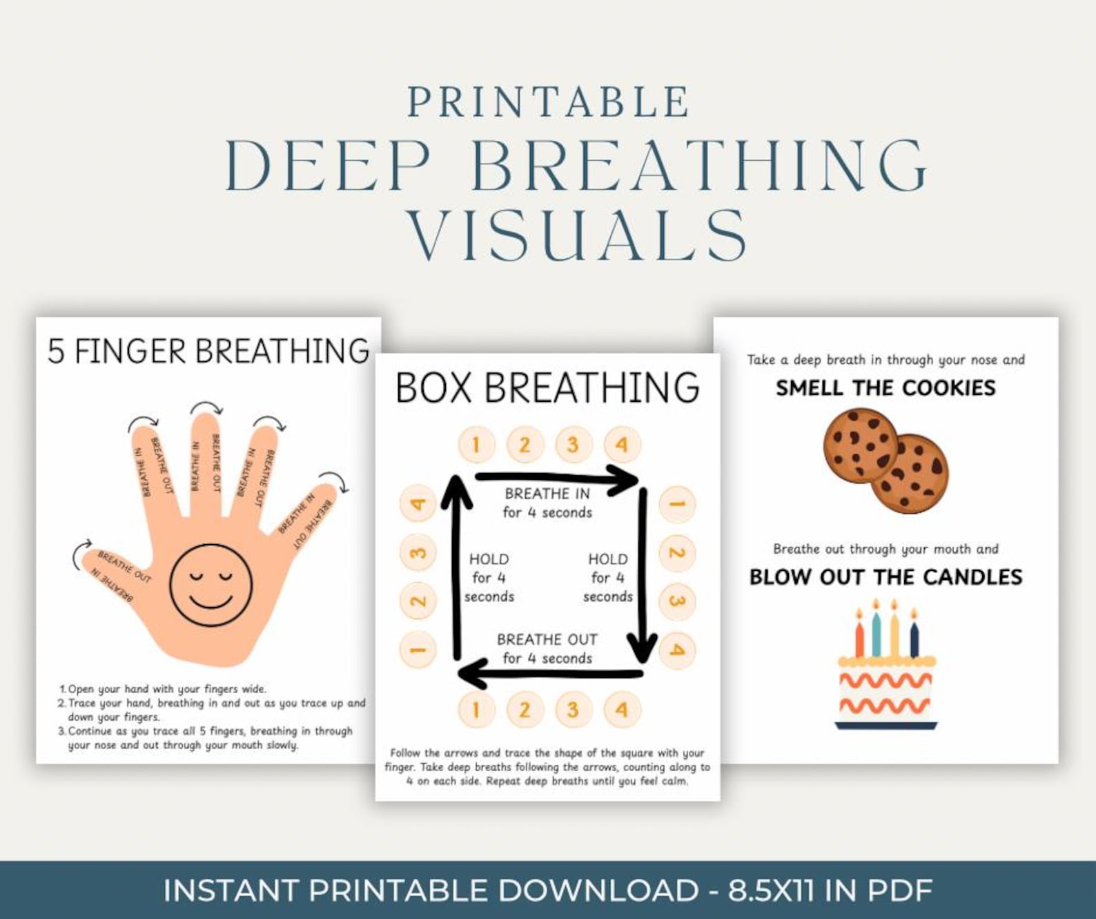 Deep Breathing Visuals, Regulation Tool (printable PDF) - Etsy