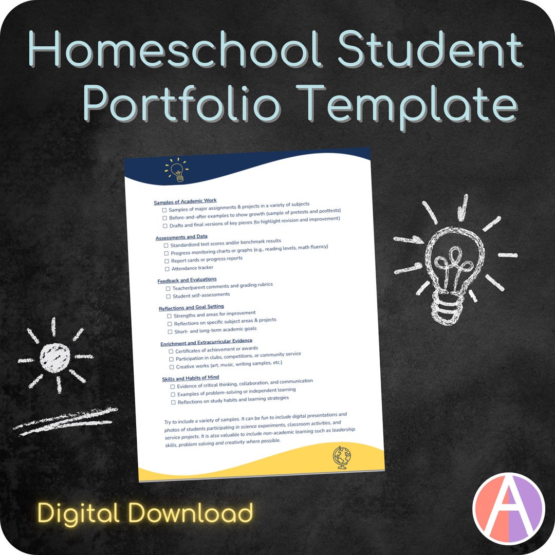 Homeschool Portfolio Template | Student Work Samples Organizer - Etsy
