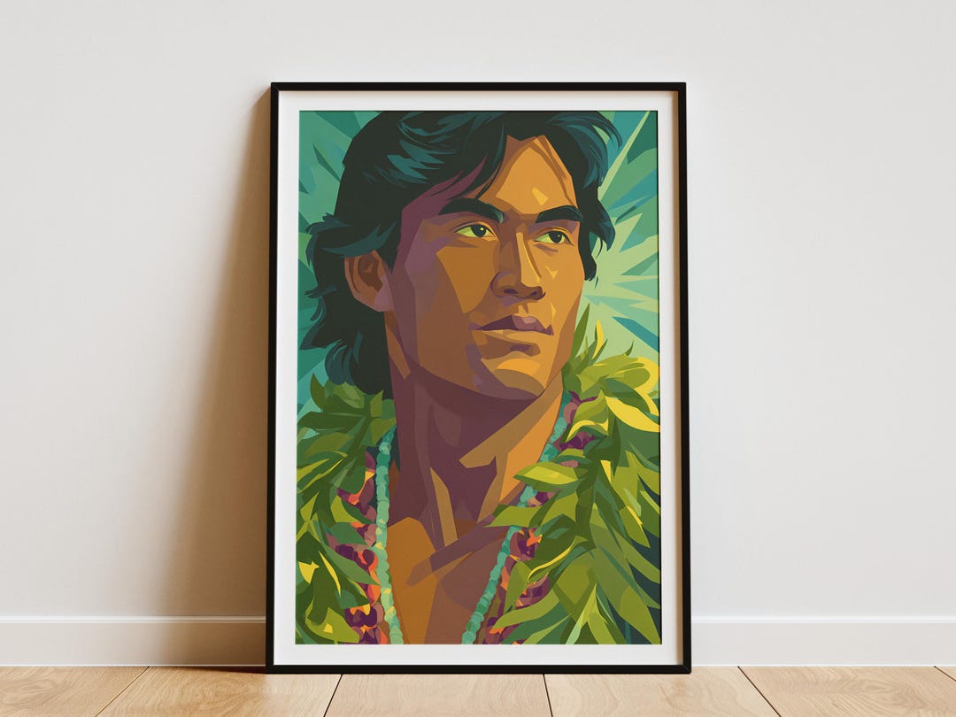 Hawaiian Lei Maker Portrait Print Tropical Island Culture Wall Decor ...