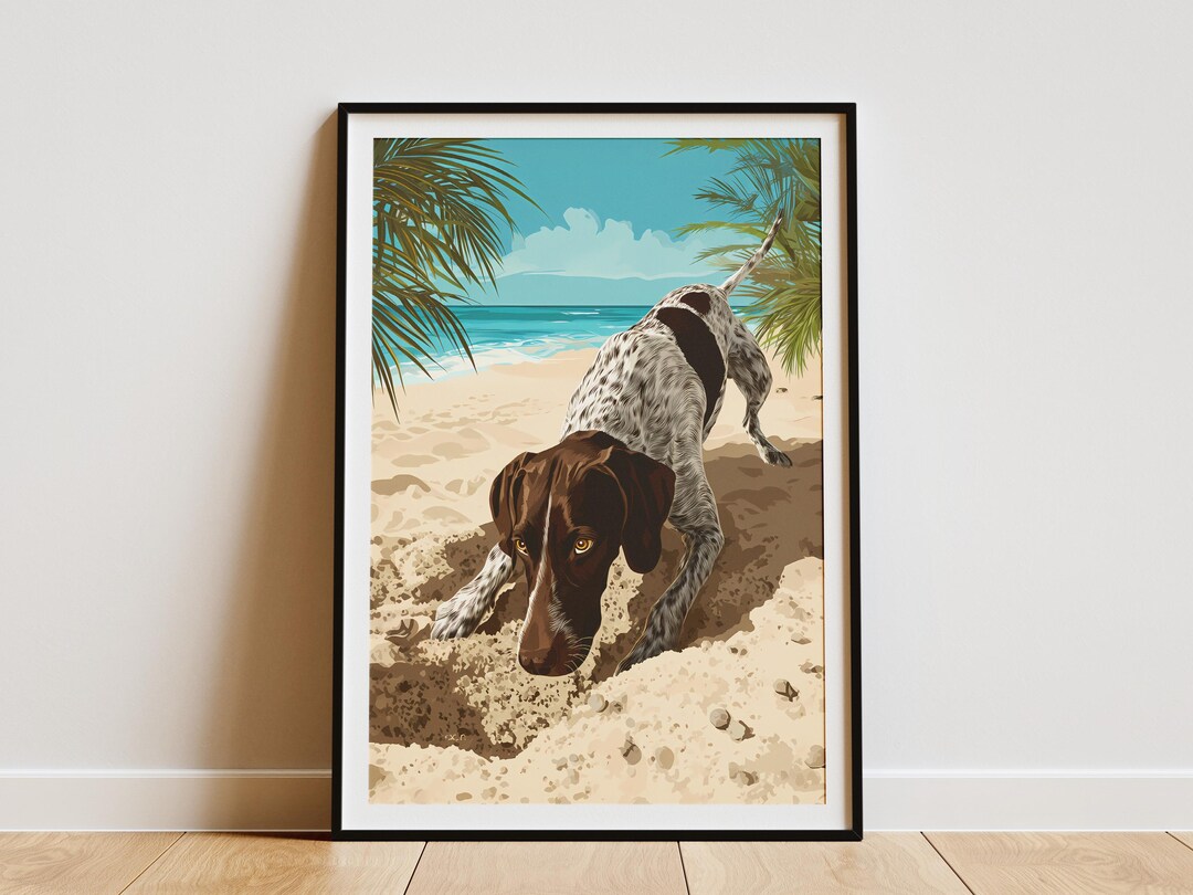German Shorthaired Pointer Dog Beach Art Hawaii Tropical Island Poster ...